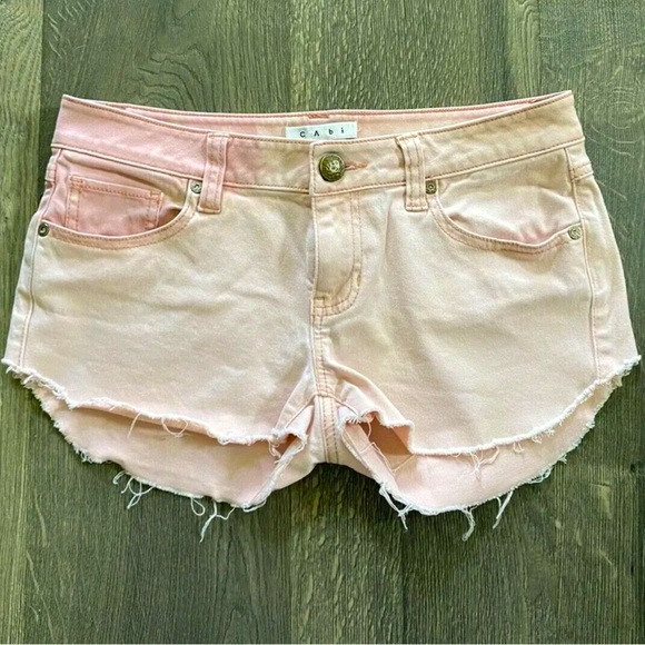 CAbi | Shorts | Cabi Pink Distressed Ombre Bleached Cutoff Denim Soft ...